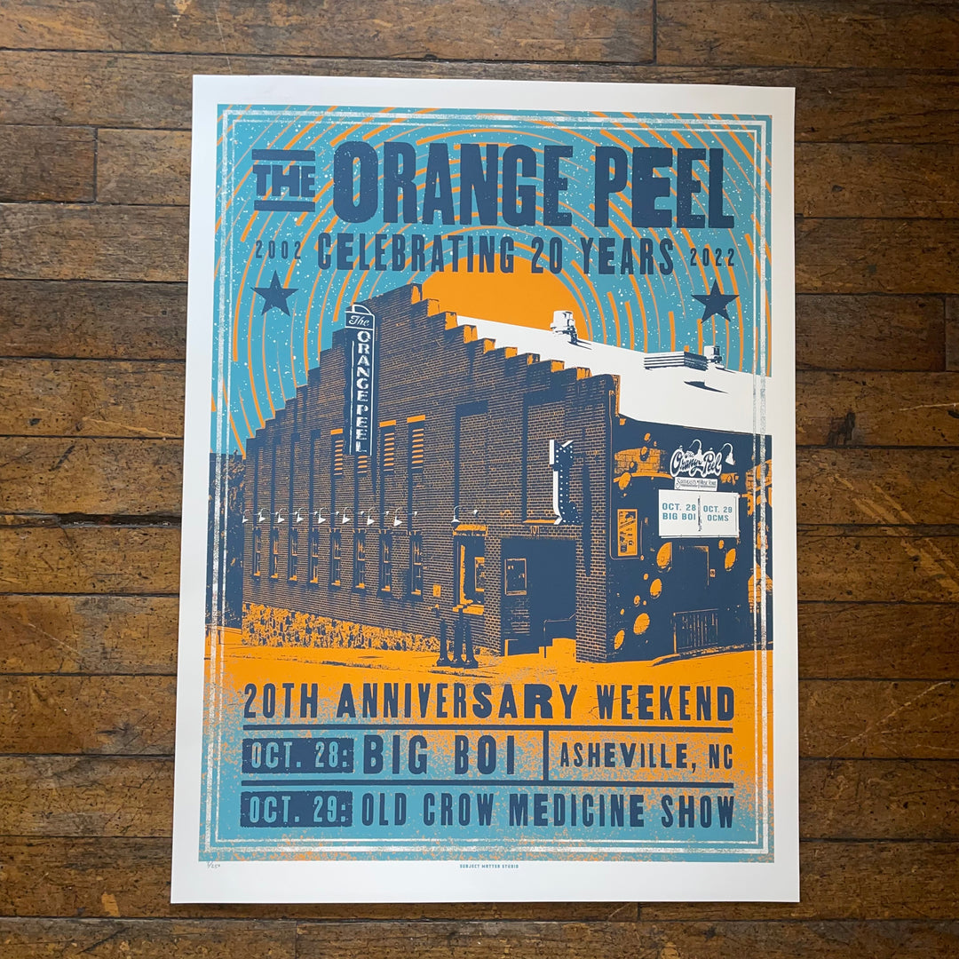 20th Anniversary Limited Edition Screen Printed Commemorative Poster – The Orange Peel Merch Store